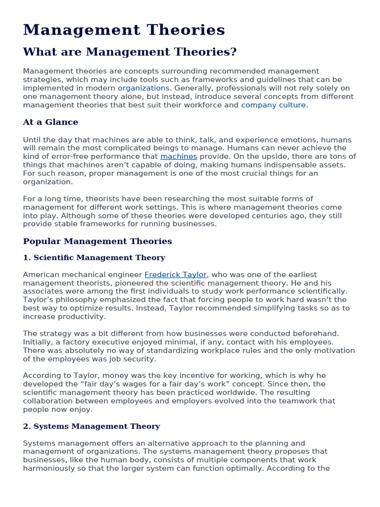 Management Theories | PDF