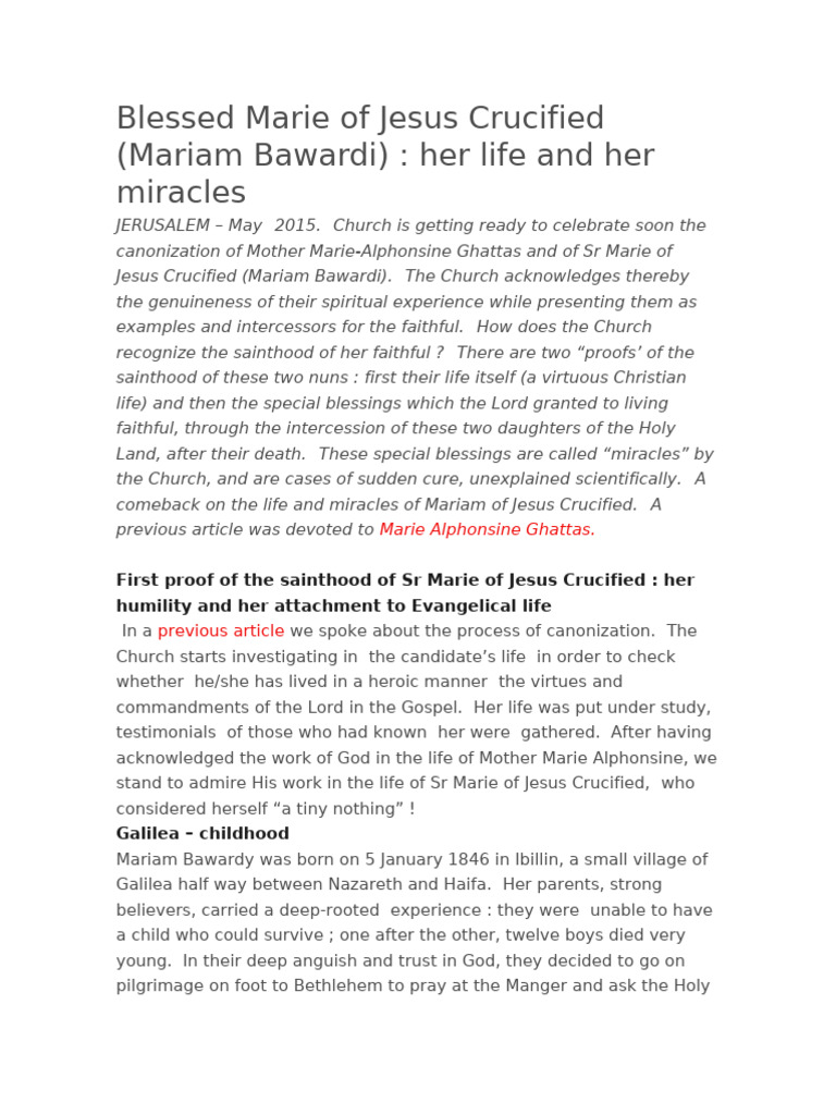 Blessed Marie of Jesus Crucified | PDF