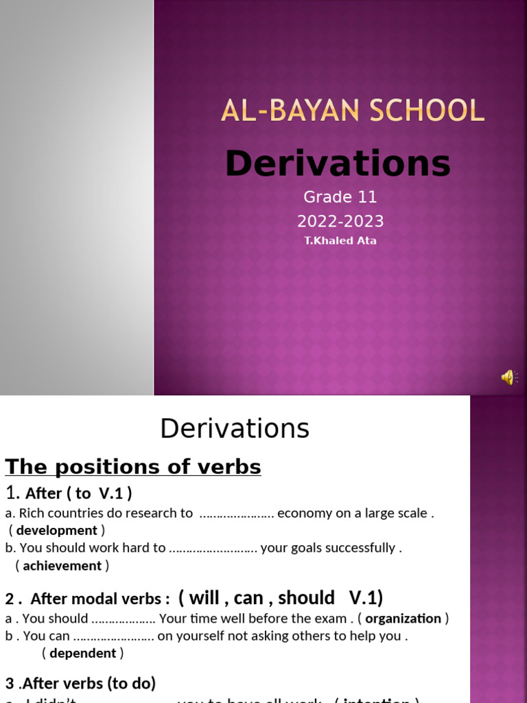 DERIVATIONS Slideshow 11th | PDF