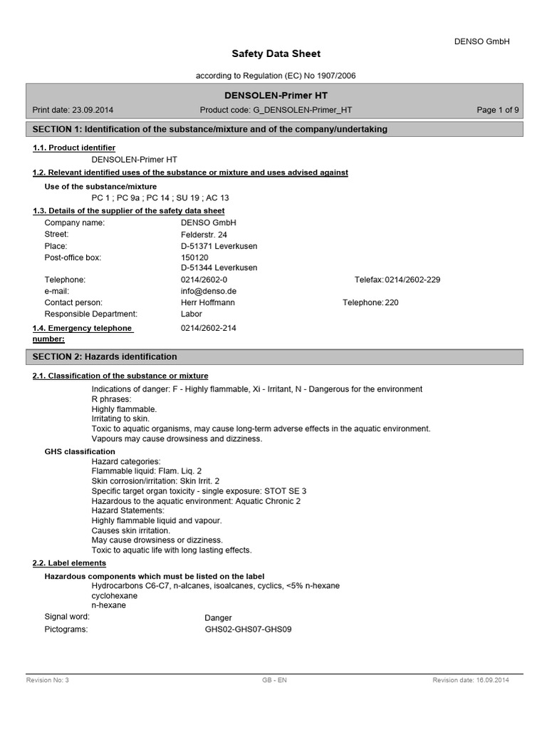 SDS densolen-primer ht | PDF