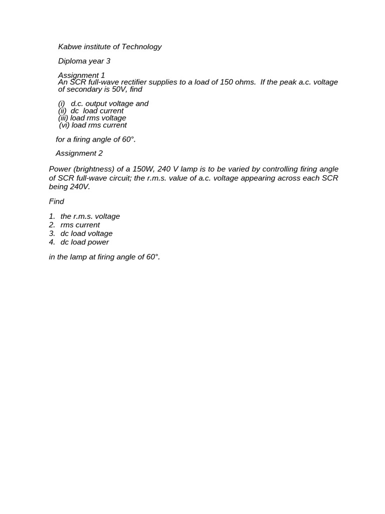 Diploma 3 Assignments | PDF