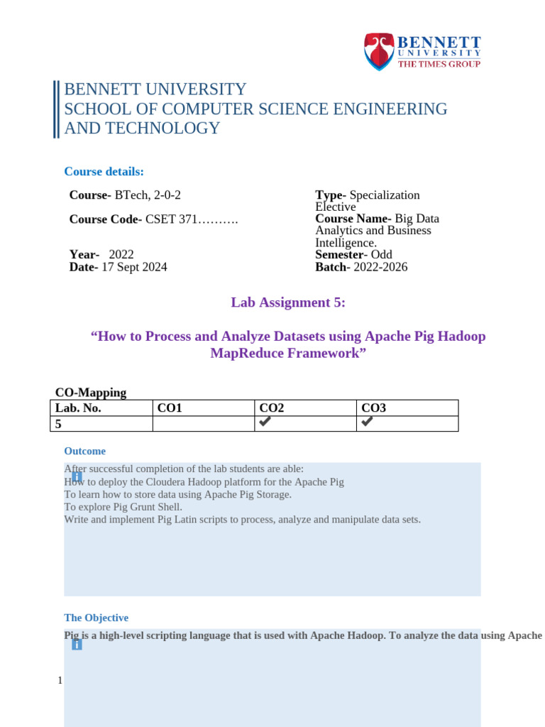 Lab 5-Process and Analyze Data Using Apache Pig | PDF