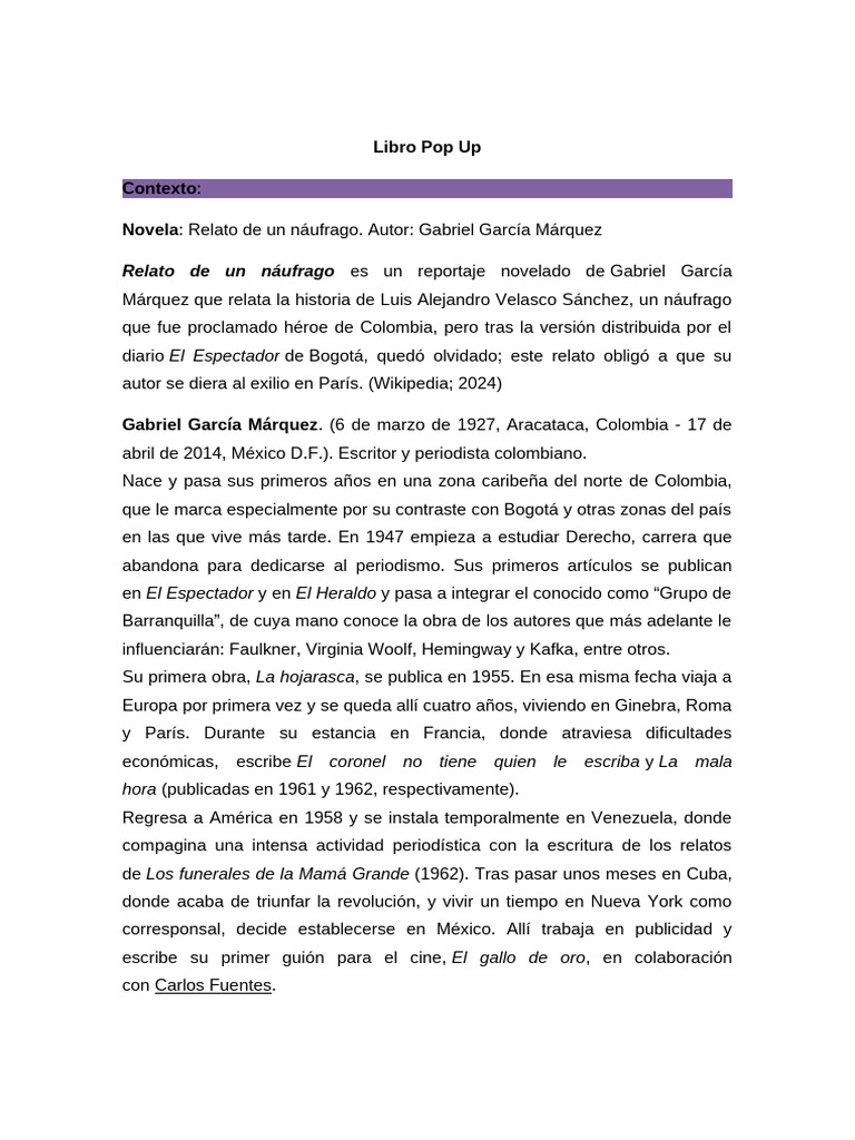 Libro Pop Up | PDF | Gabriel García Márquez