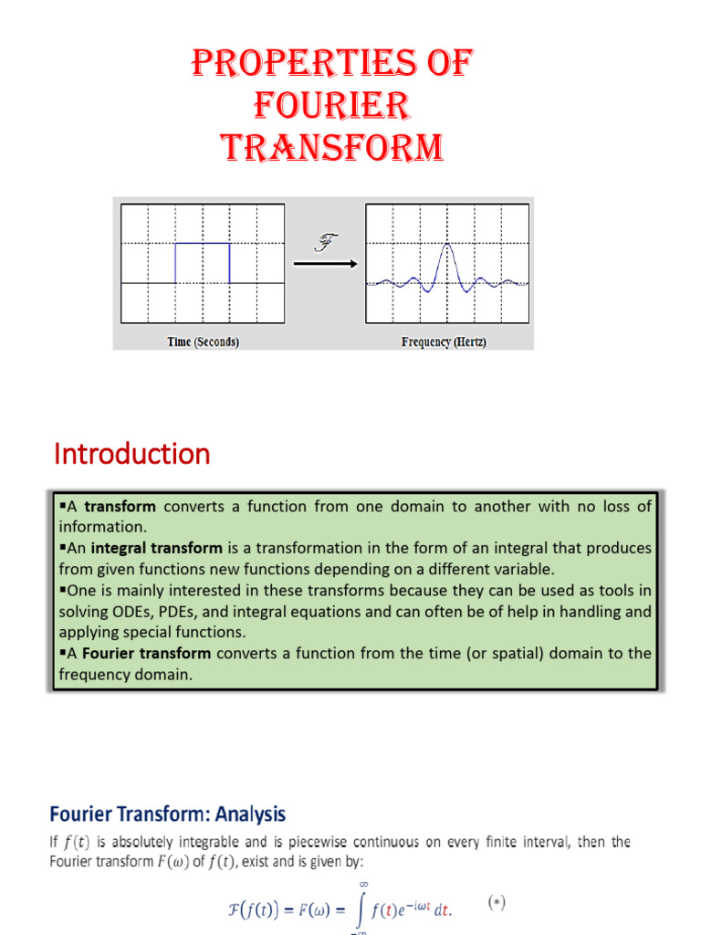 29) Properties of Fourier Transforms | PDF