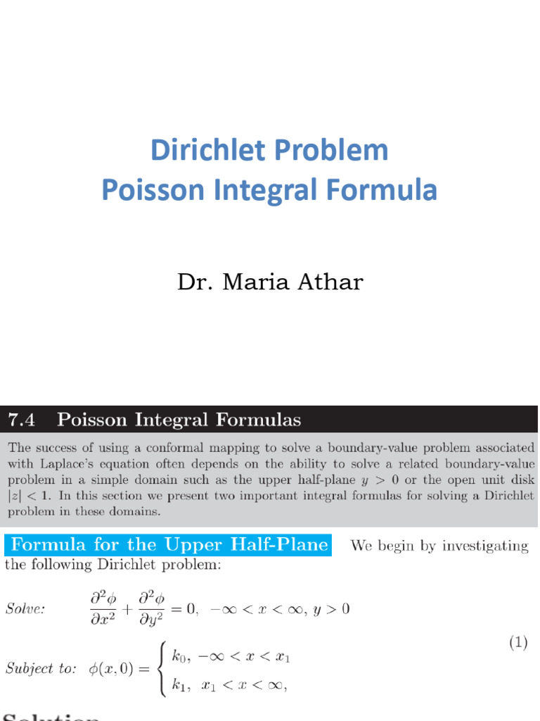 28) Dirichlet Problem, Poisson Integral Formula | PDF