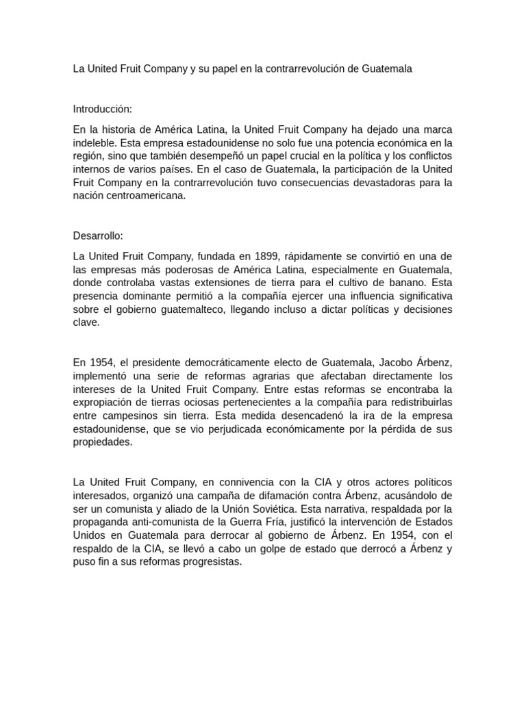 Impacto de United Fruit en Guatemala | PDF | Politics | Travel