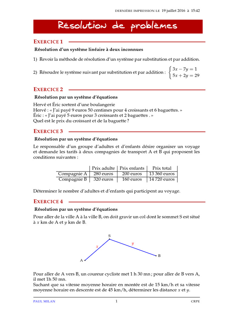 05 Crpe Resolution de Problemes Exos | PDF