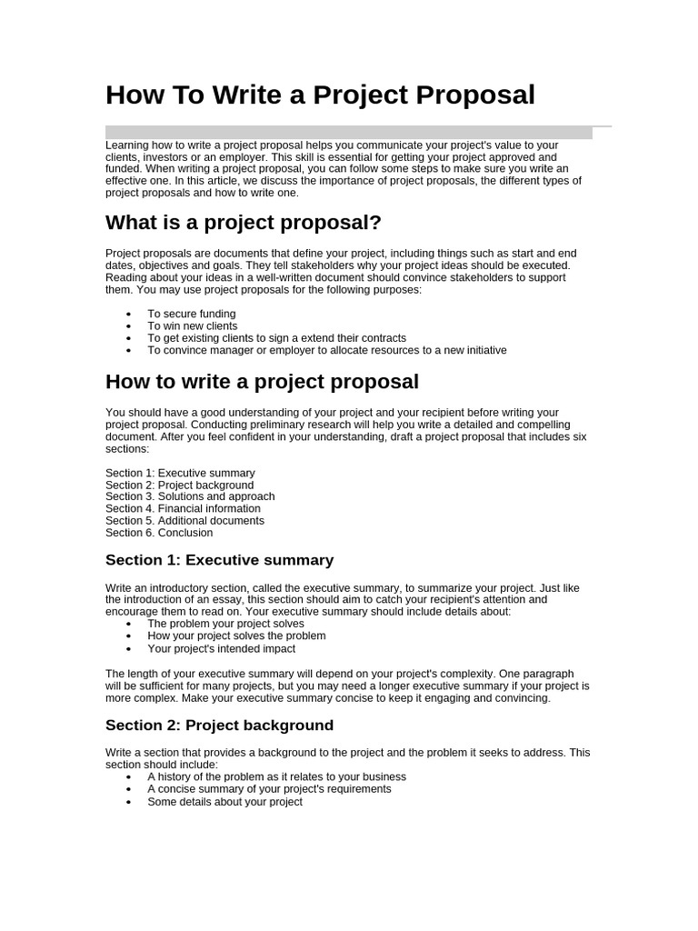 How To Write A Project Proposal | PDF