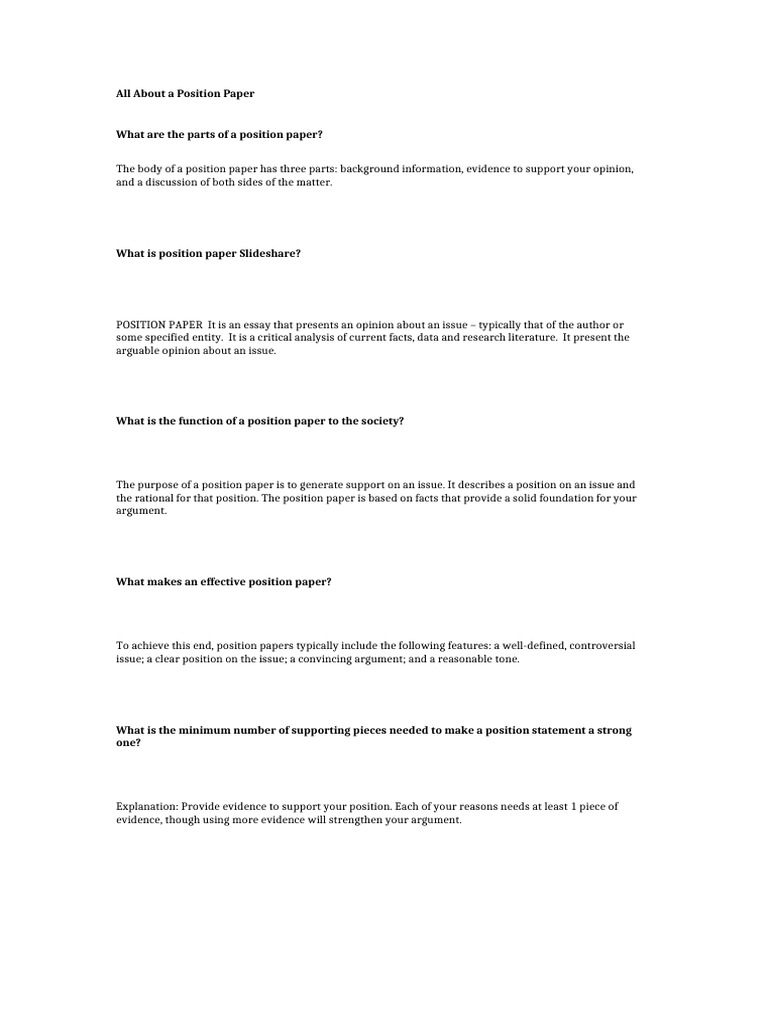 All About A Position Paper | PDF