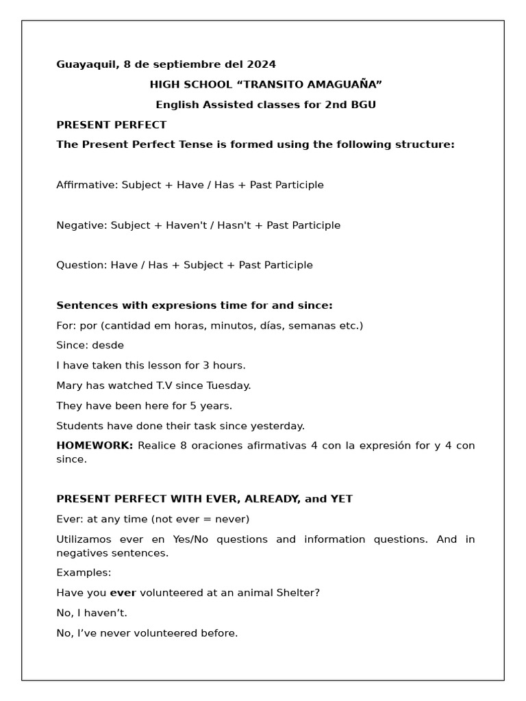 ASSISTED CLASSES # 1 - 2do BGU - SEPTEMBER | PDF | Language Arts ...