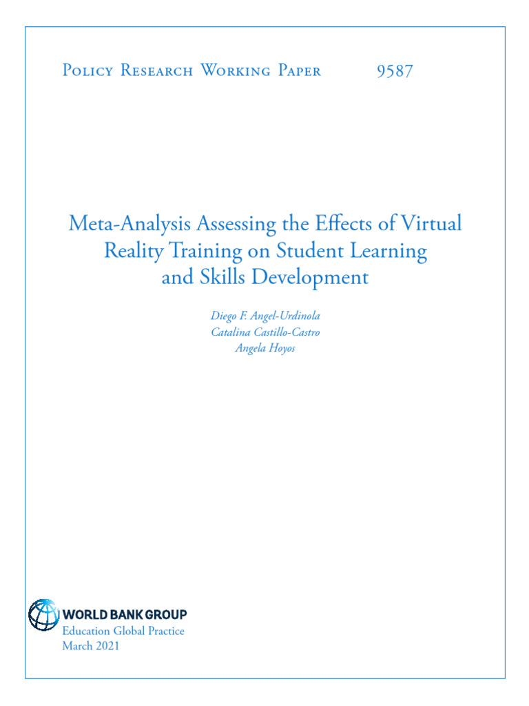 Meta Analysis Assessing The Effects of Virtual Reality Training On Student Learning and Skills ...