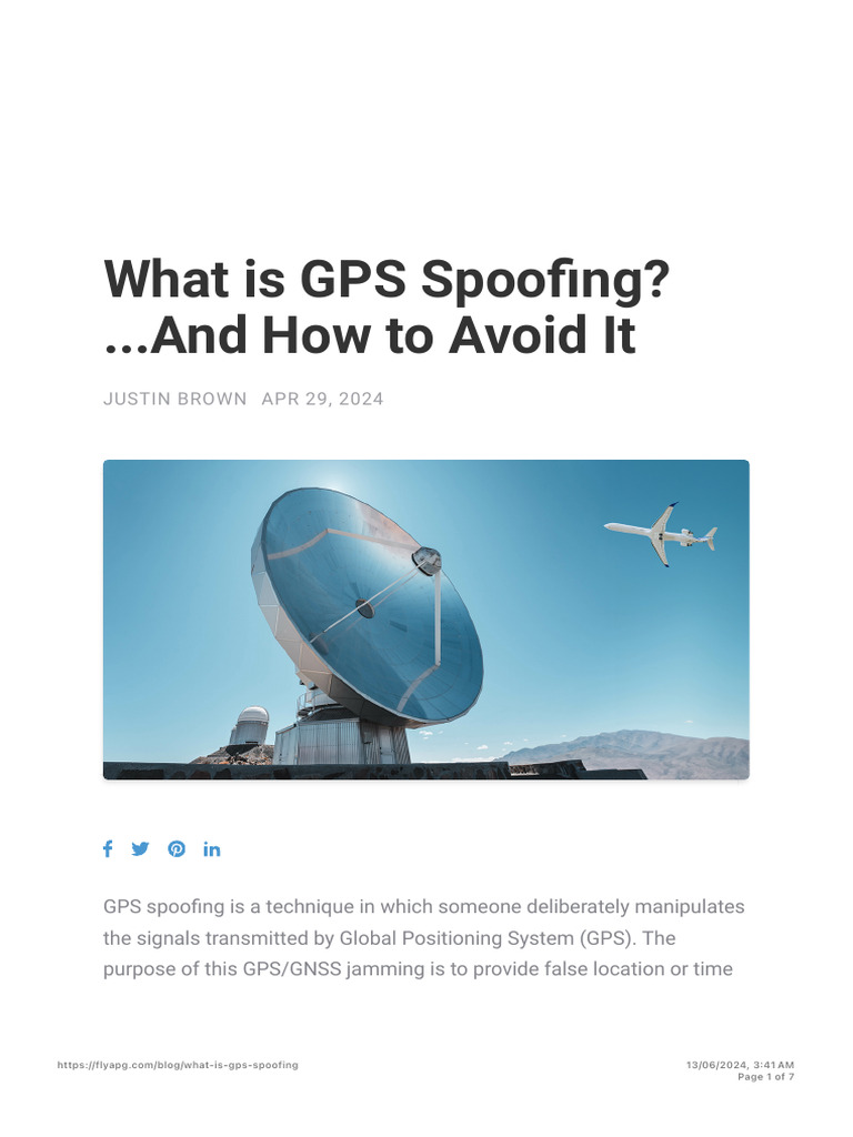 Aviations GPS Spoofing & How To Avoid It - APG | PDF