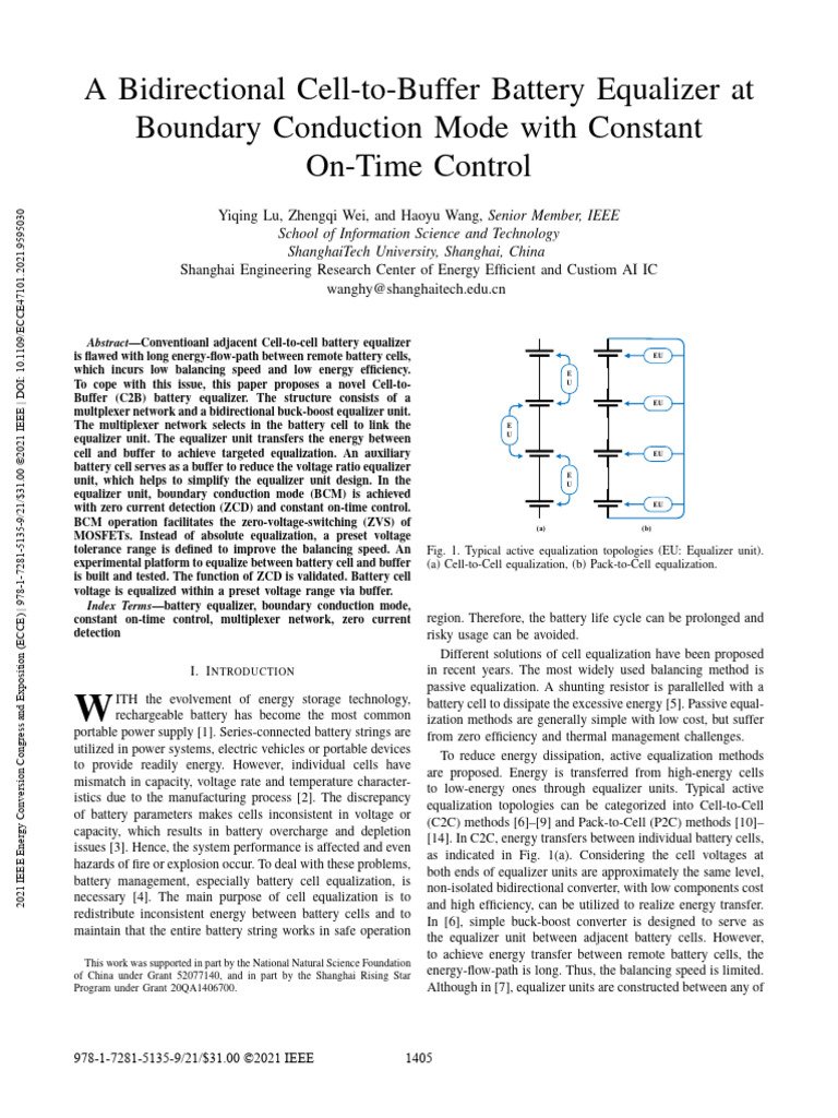 A Bidirectional Cell-to-Buffer Battery Equalizer at Boundary Conduction ...