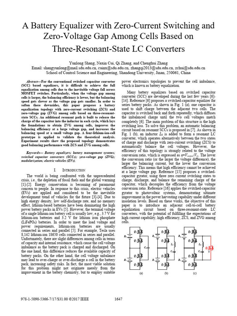 A Battery Equalizer With Zero-Current Switching and Zero-Voltage Gap ...