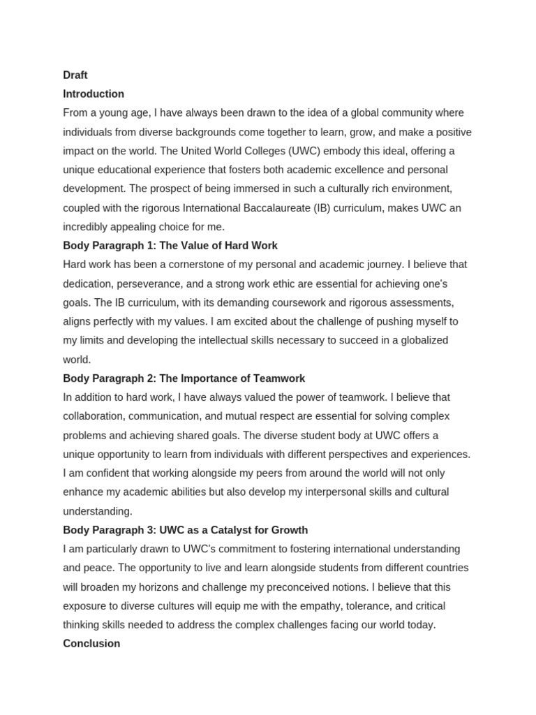 UWC Draft 1 | PDF