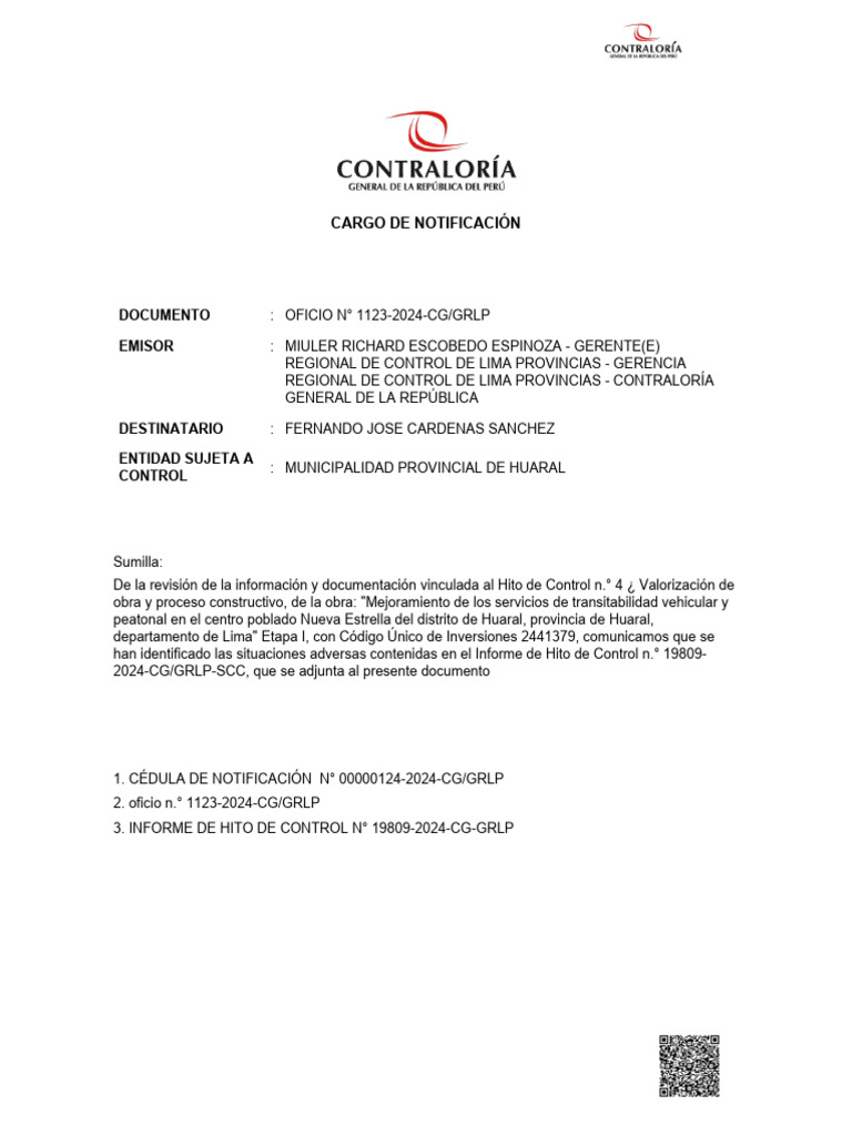 4 Cargo Oficio N.° 1123-2024-gr-grlp | PDF | Lima | Finanzas y ...