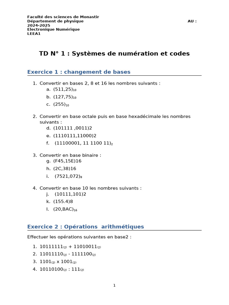 TD1 Electrnoique | PDF