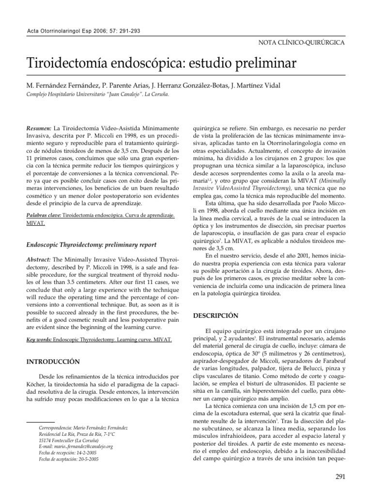 tiroidectomia total video-asistida | PDF