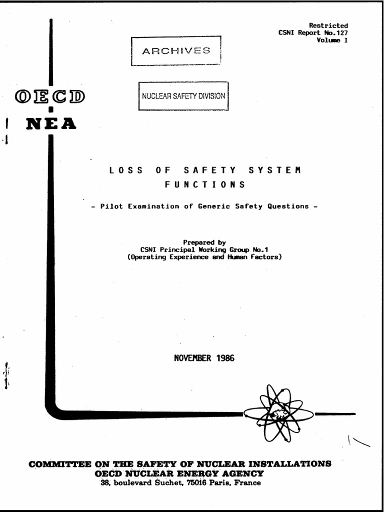 Loss of Safety System Functions (Csni86-127-Vol1) (1986) | PDF