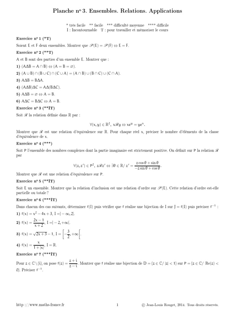 Ensembles Et Applications 2 Exercices Corrigés | PDF
