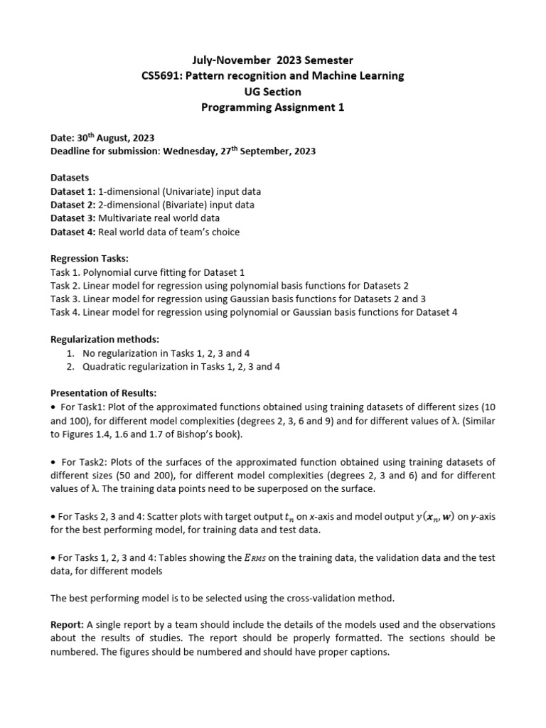 CS5691 Assignment 1 | PDF