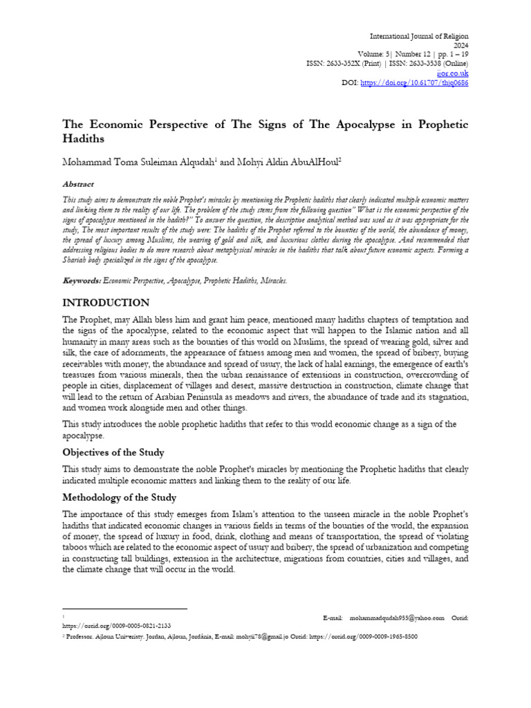 The Economic Perspective of The Signs of The Apoca | PDF