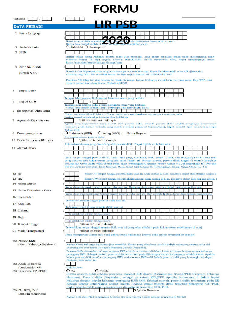 Formulir PSB 2020 | PDF