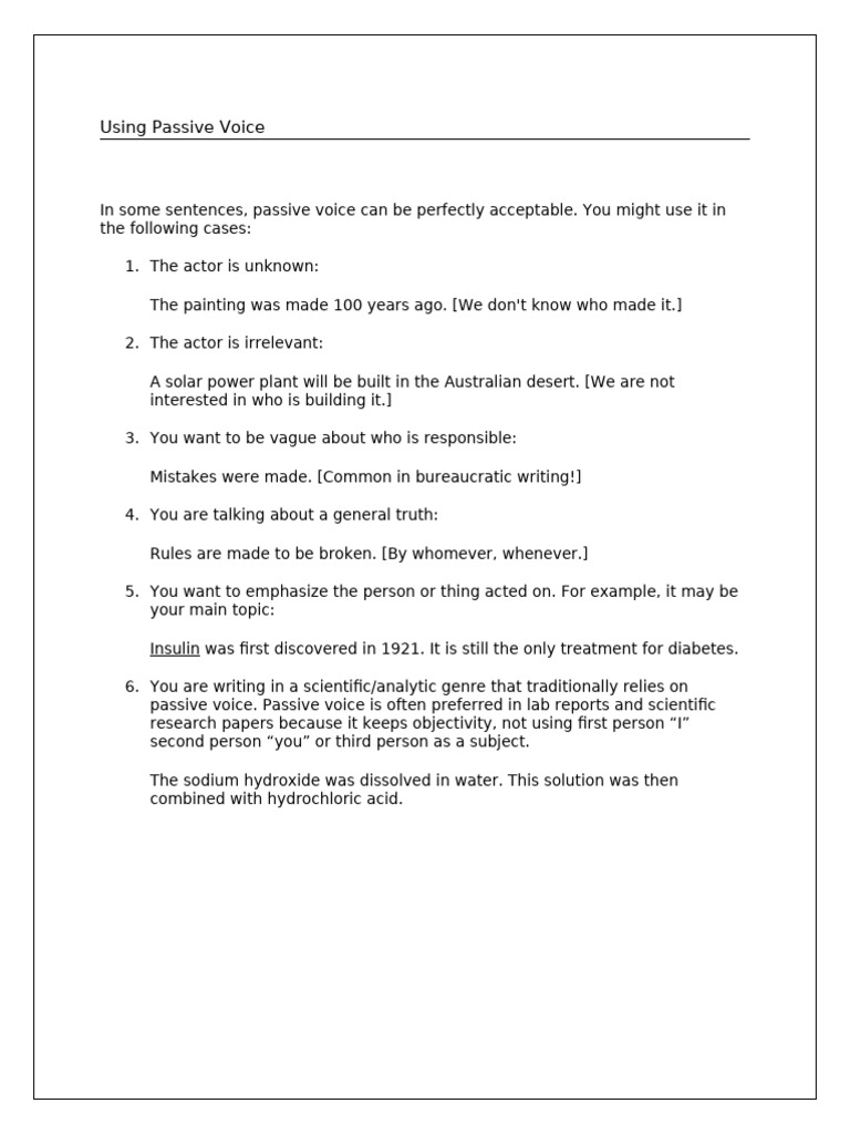 Using Passive Voice | PDF
