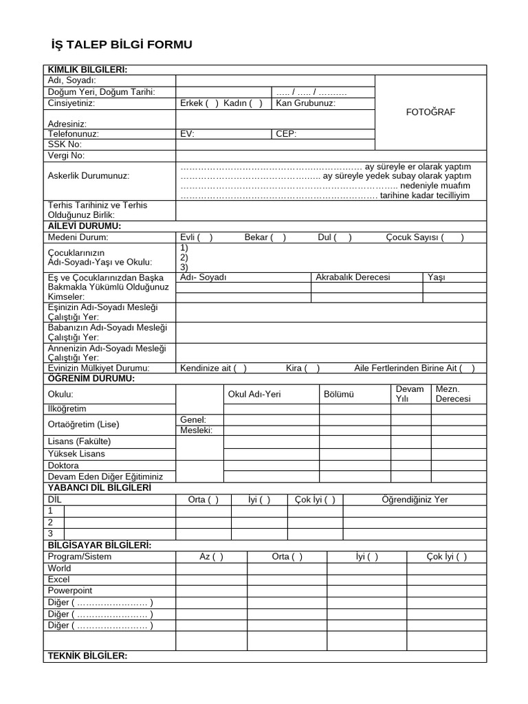 Is Basvuru Formu | PDF
