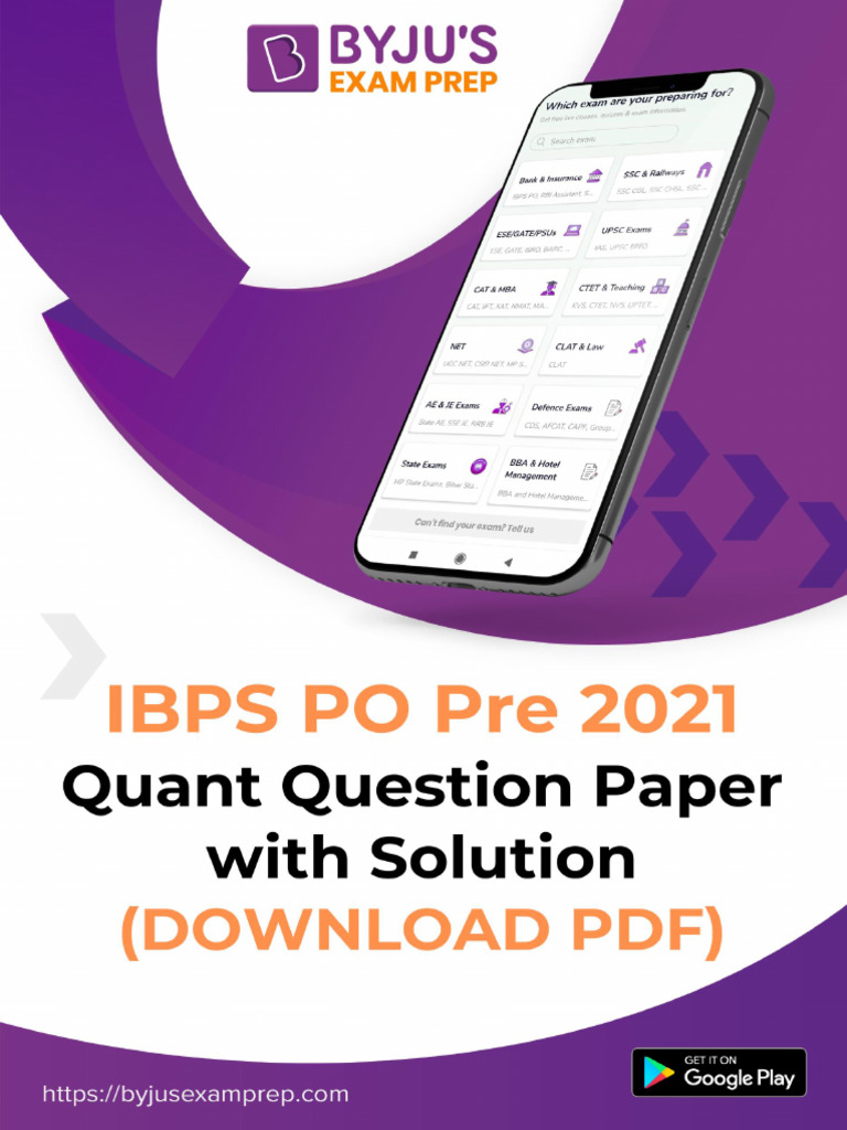 Ibps Po Prelims 2021 Quant Question Paper 541715865738972 | PDF | Area ...