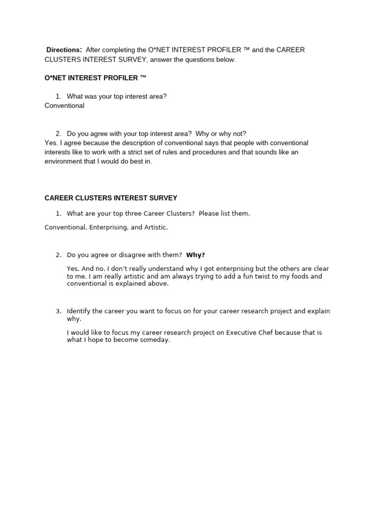 Career Interest Survey | PDF