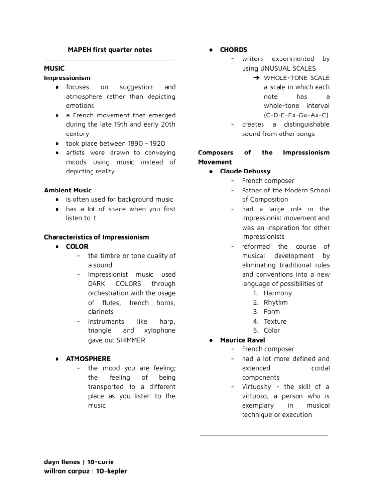 MAPEH 1st Quarter | PDF