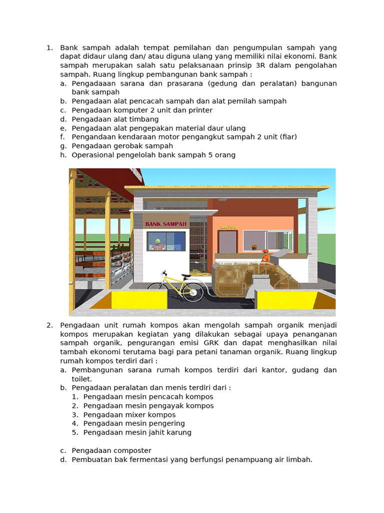 Ruang Lingkup Pembangunan Unit Bank Sampah | PDF