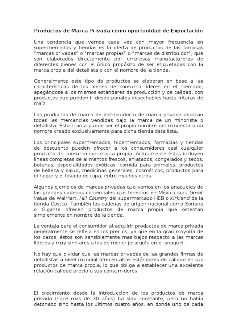 Marcas Privadas | PDF | Marca | Mercado (economía)