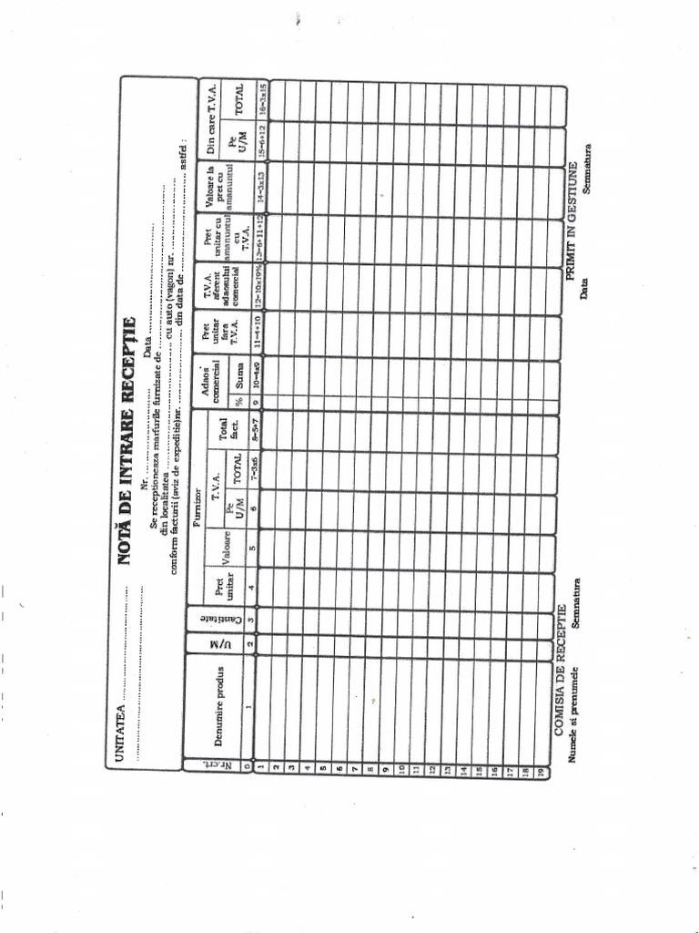 Nota de Intrare Receptie | PDF