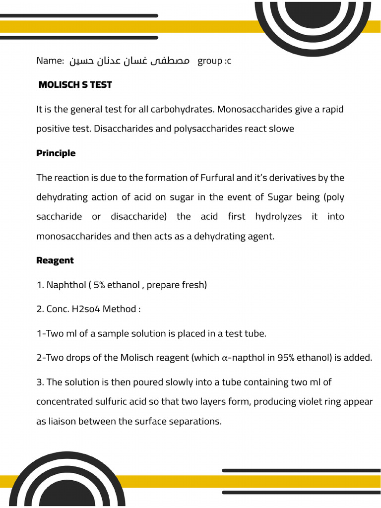 Molisch S Test | PDF