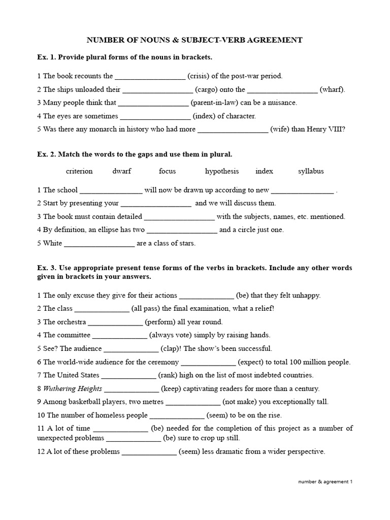 PG2 Number & Agreement | PDF