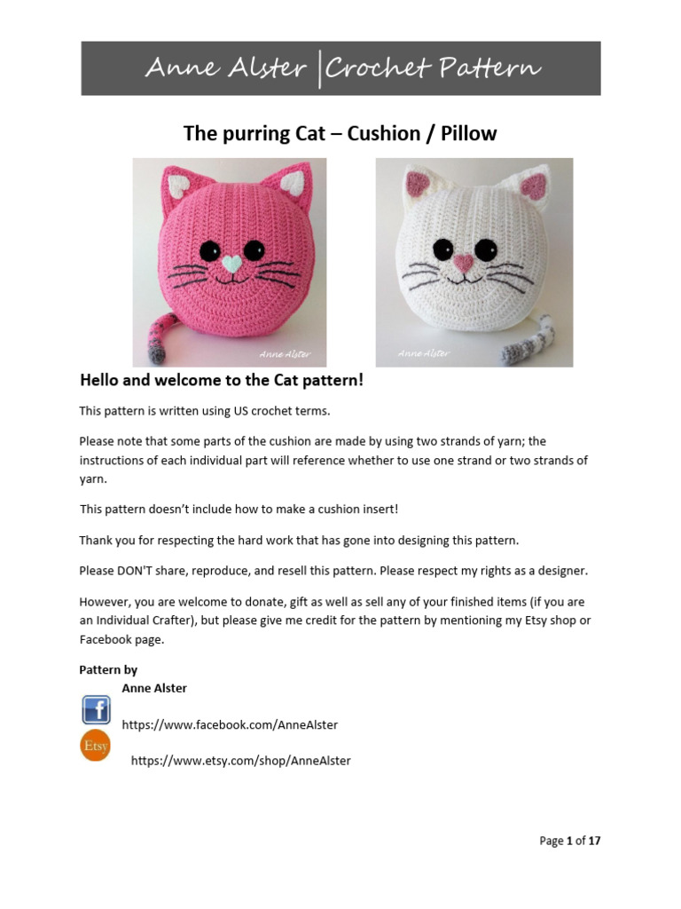 Cat Pillow Pattern | PDF