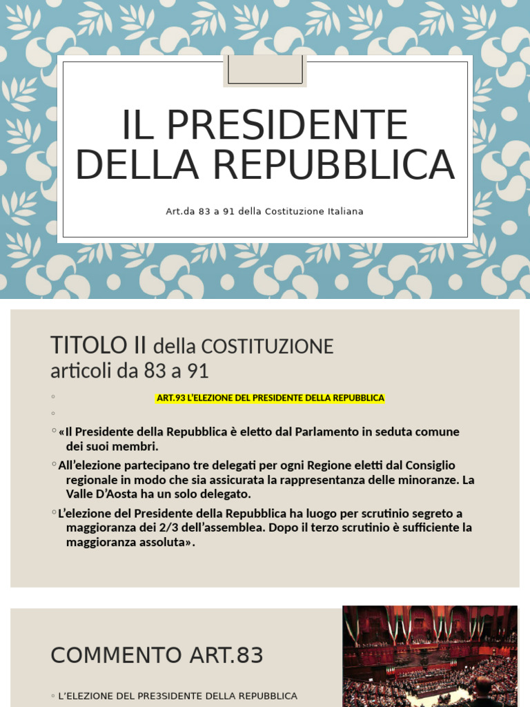 Il Presidente Della Repubblica | PDF
