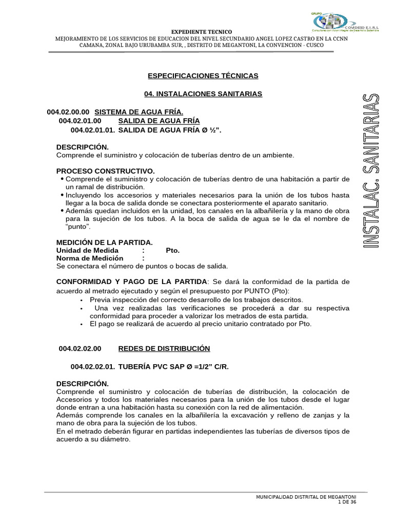 4.1 Especificaciones Tecnicas Iiss 2 | PDF