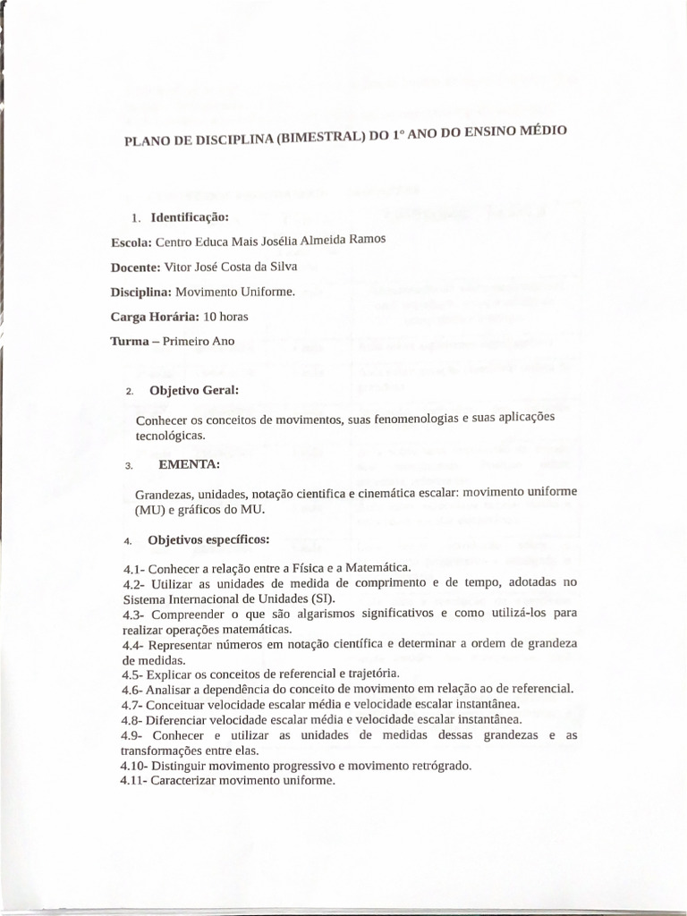 Plano de Disciplina Scaneado | PDF
