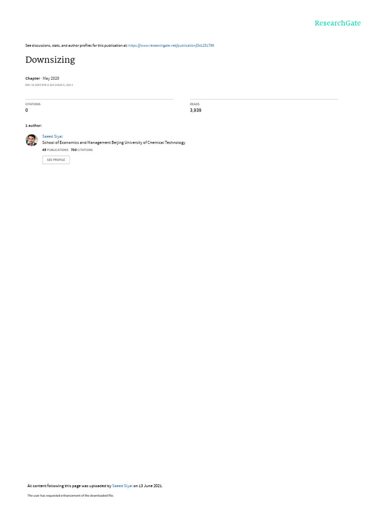 Siyal2020 ReferenceWorkEntry Downsizing | PDF