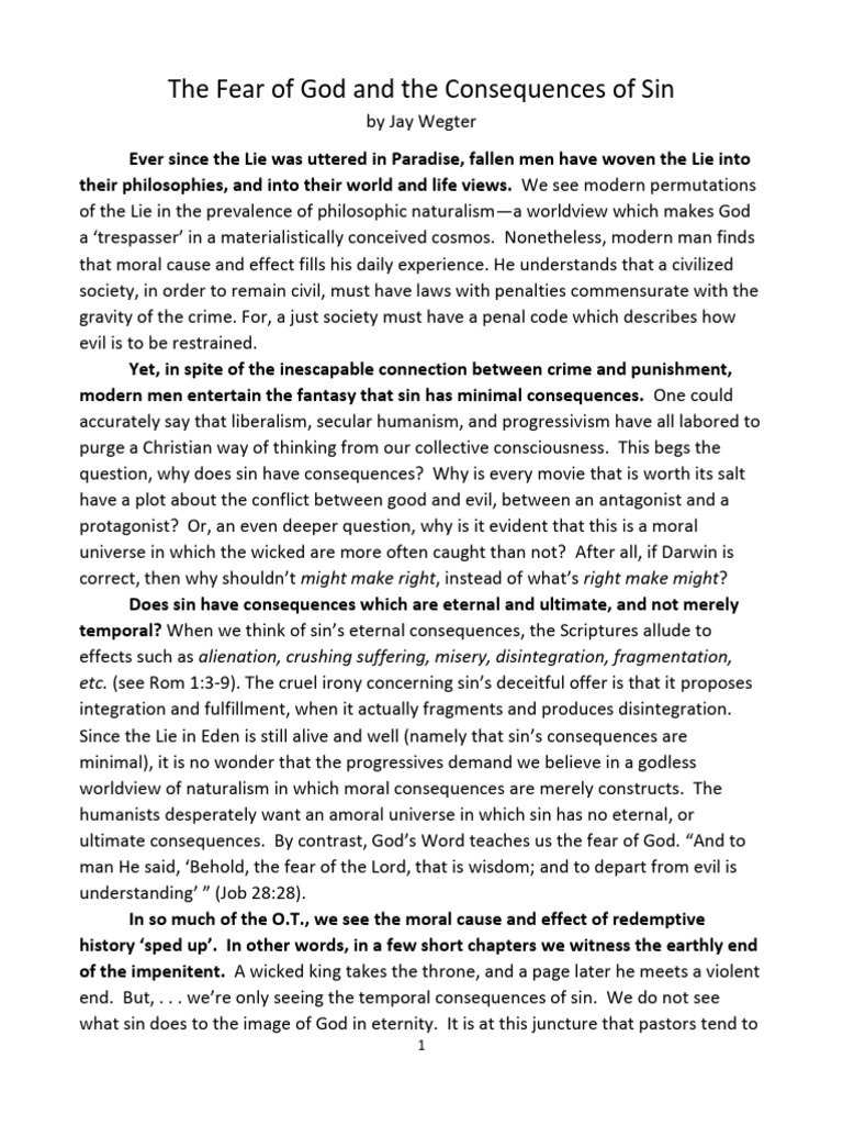 Fear of God and Consequences of Sin | PDF