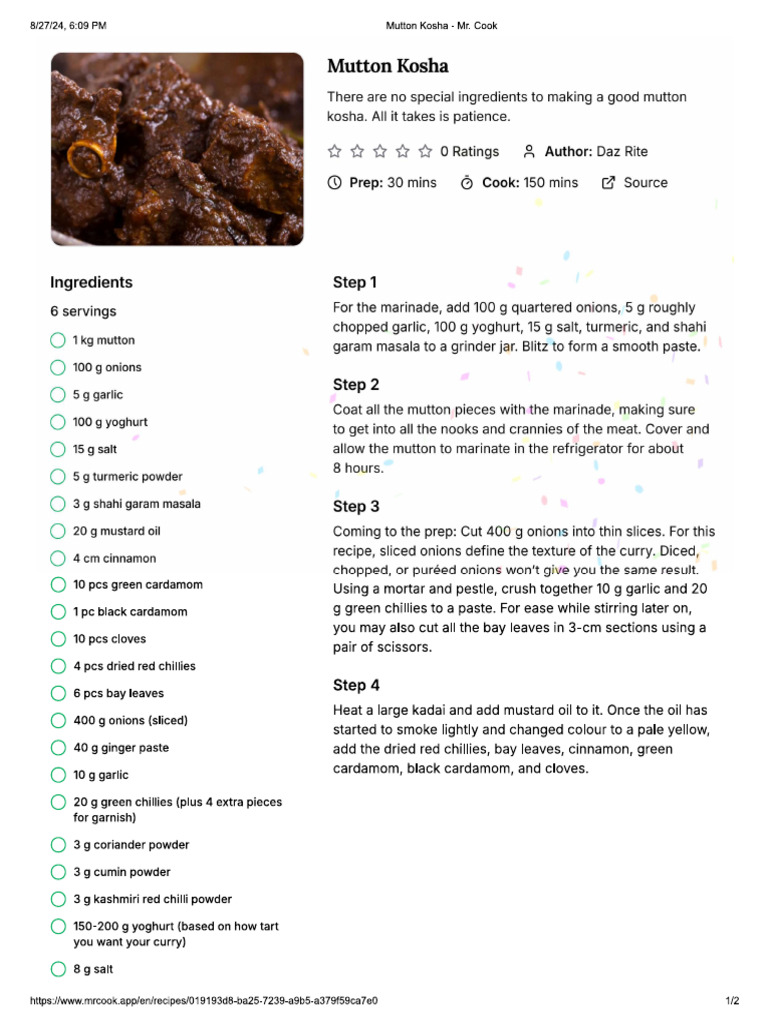 Mutton Kosha | PDF