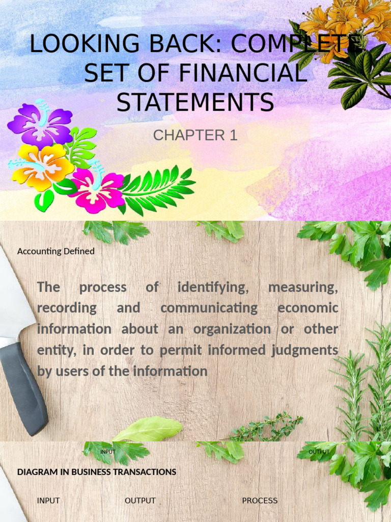 Chapter 1 Looking Back Complete Set of Financial Statements | PDF