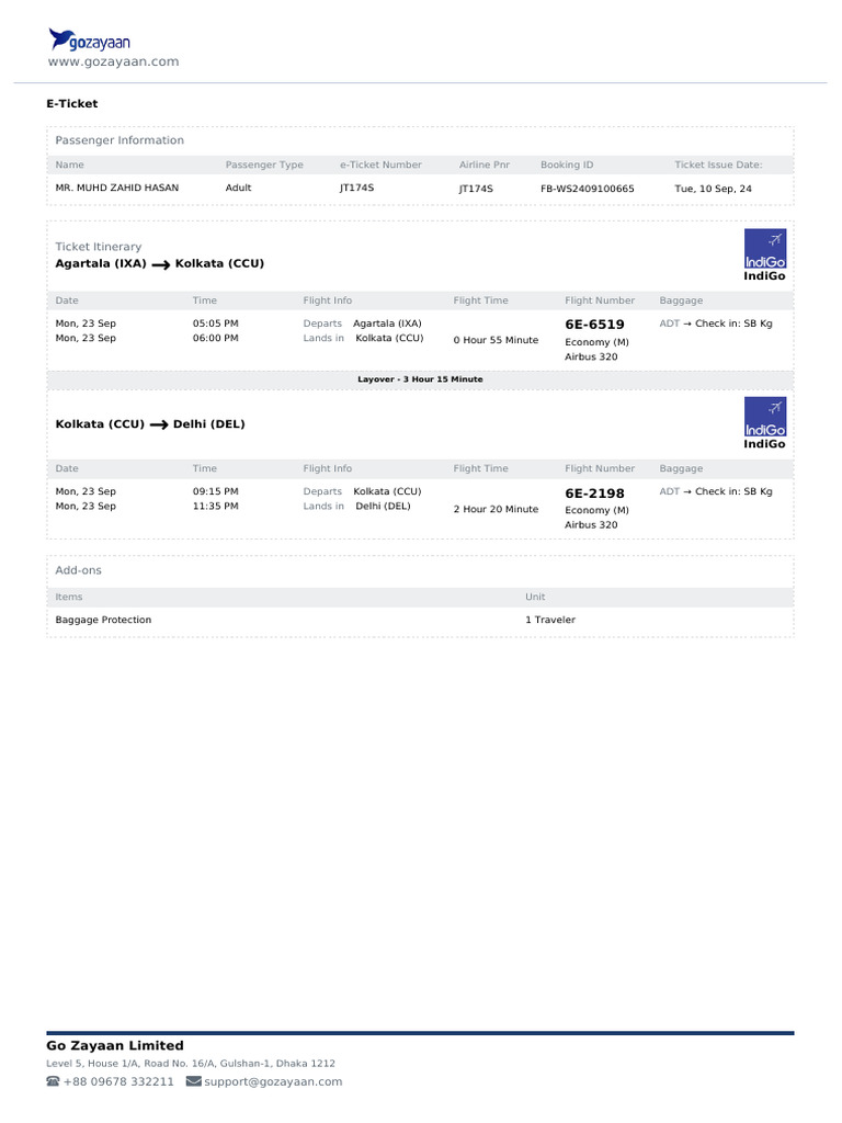 Flight Booking Ticket | PDF
