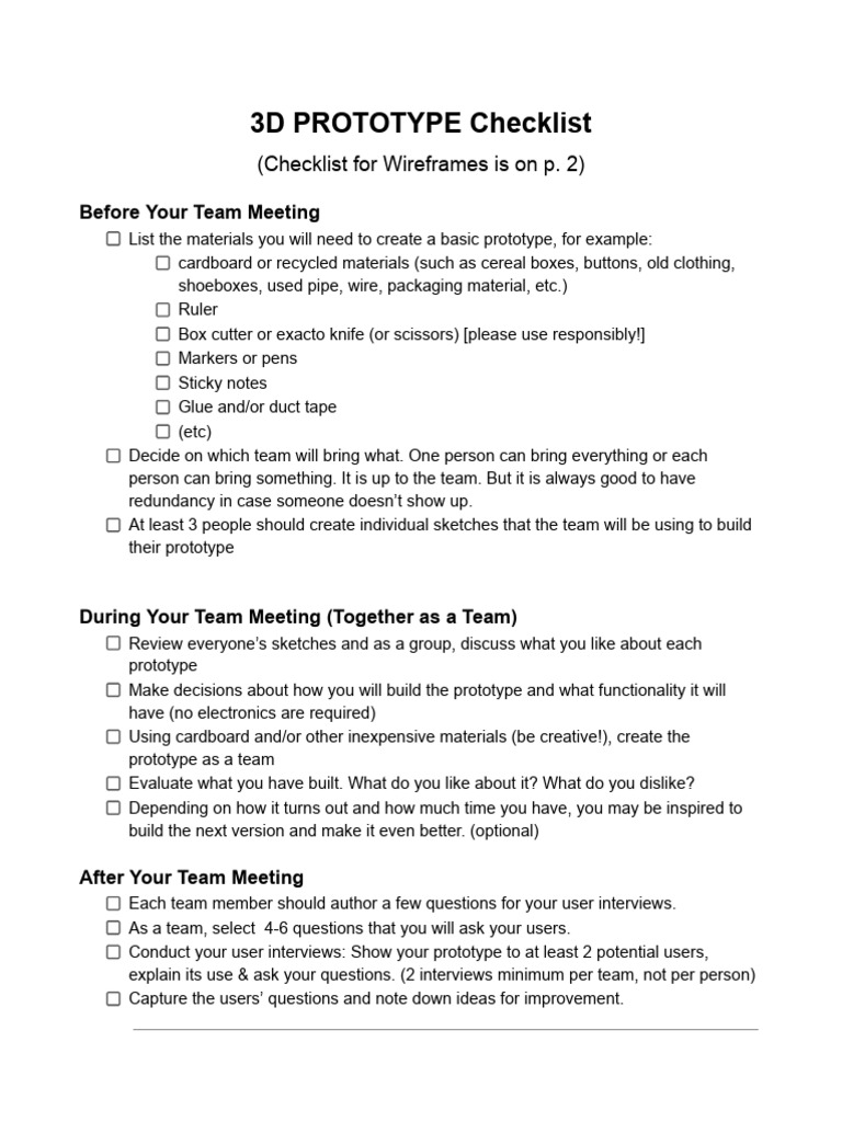 Prototype & Wireframe Checklist_ | PDF