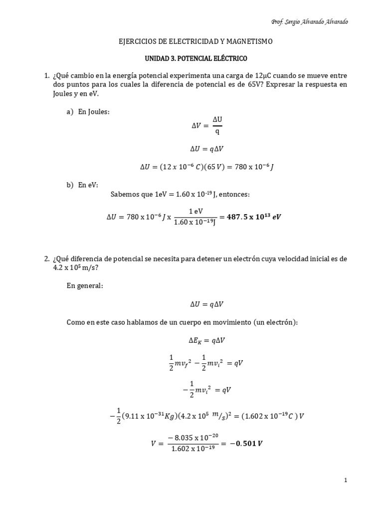 Ejercicios de Electricidad y Magnetismo | PDF | Quantidade | Física Teórica
