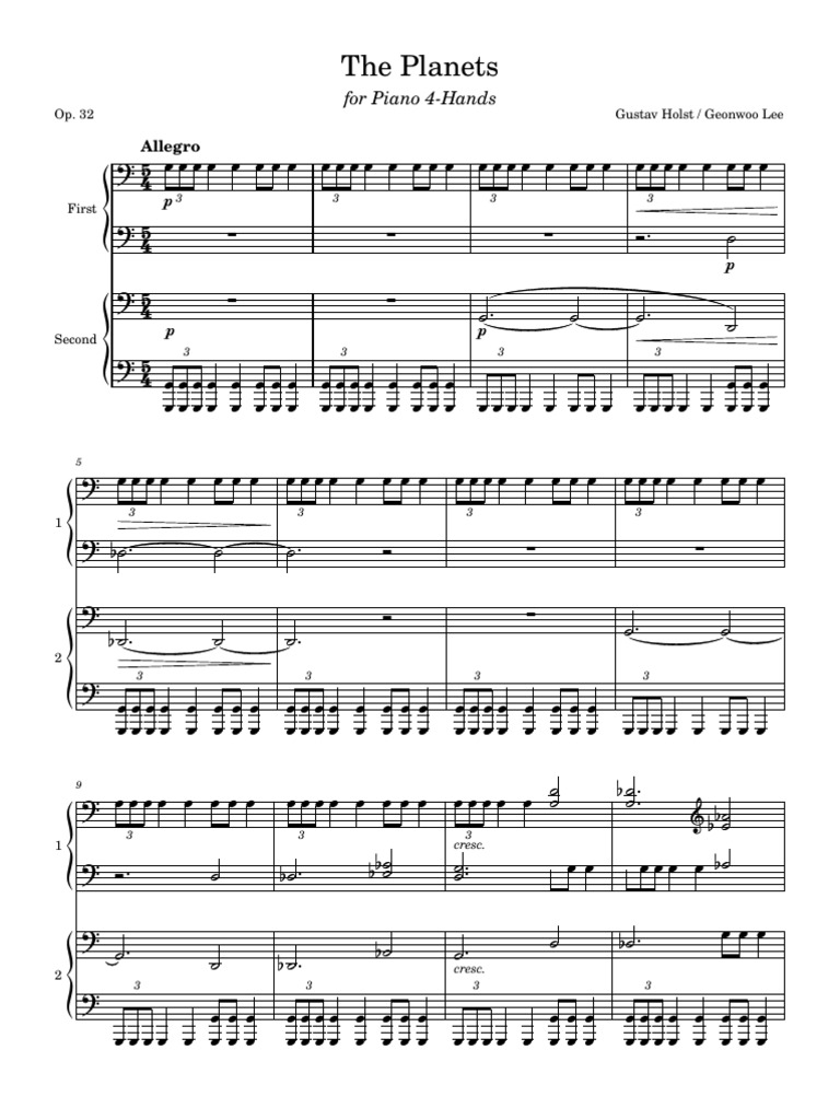 The Planets, Op.32 (4-Hands) | PDF