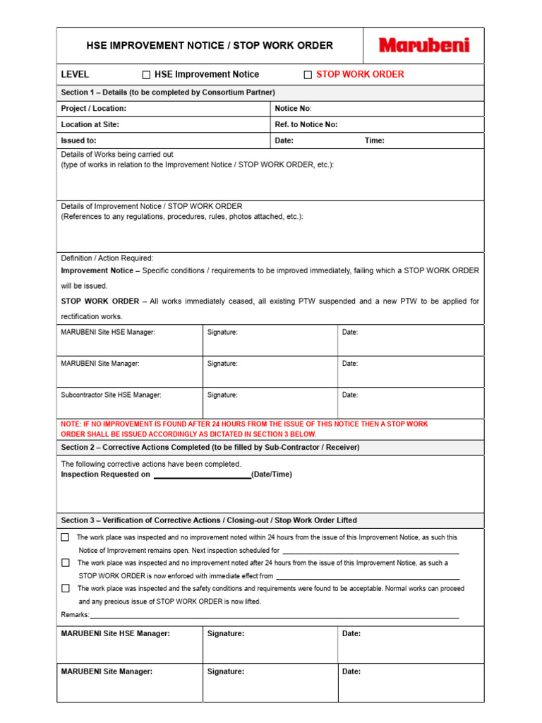 HSE Improvement Form | PDF